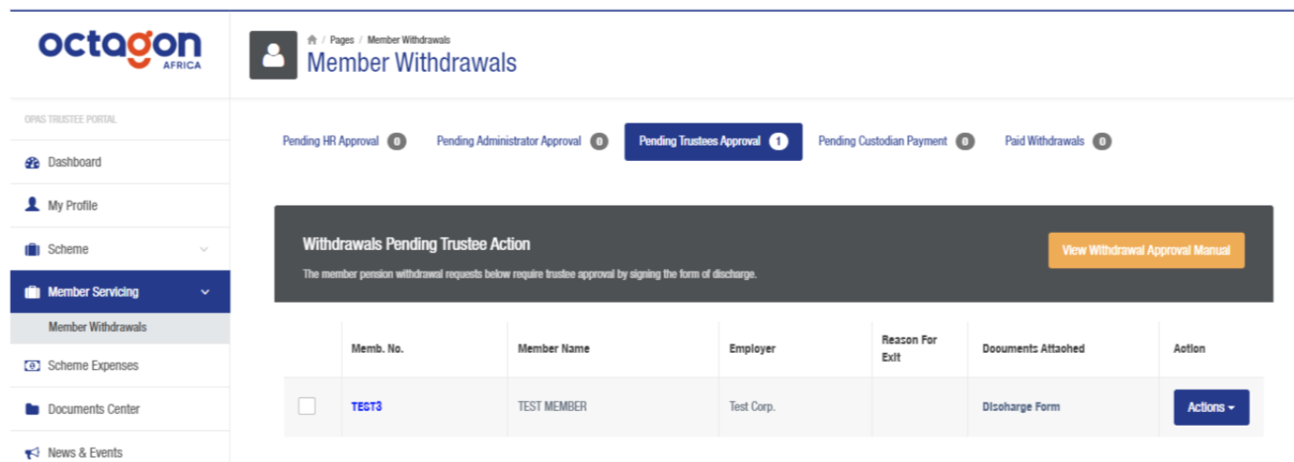 How to approve member withdrawal - USER GUIDE